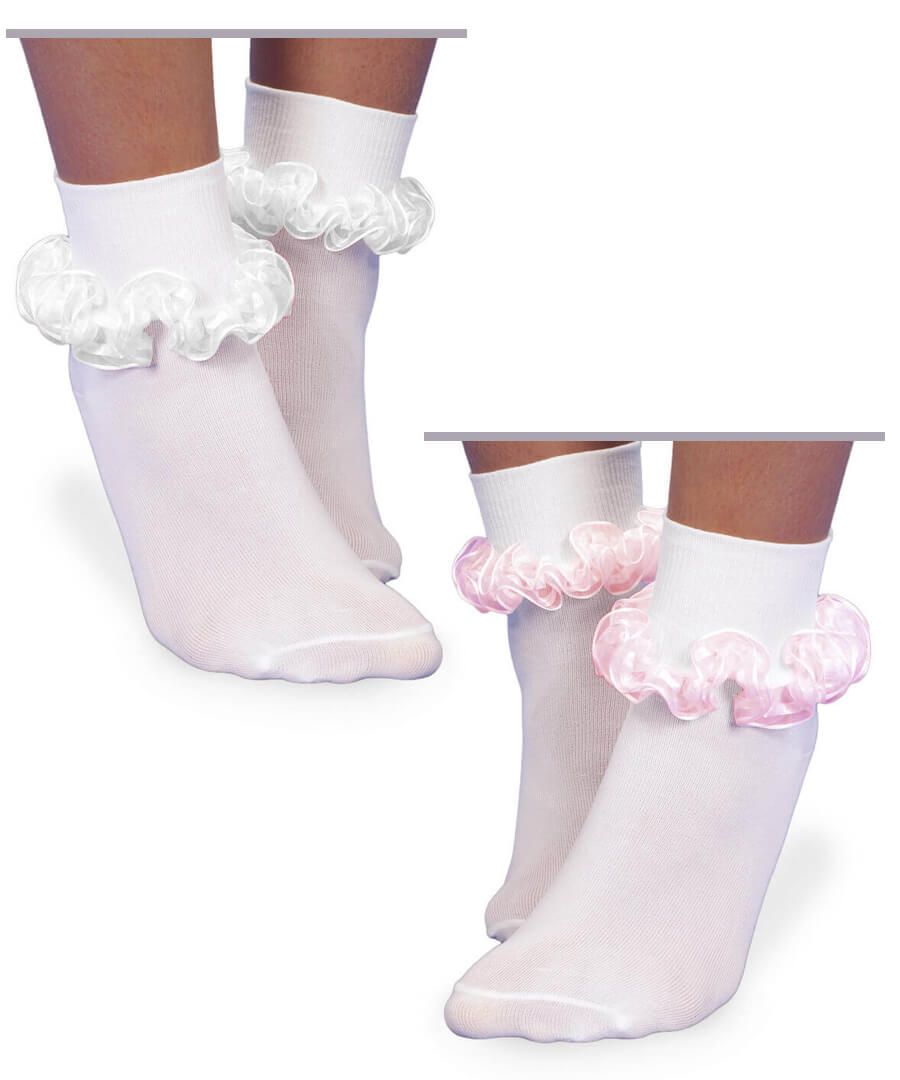 Girls Pink Tulle & Satin Trim Socks 2172 – The Plaid Giraffe